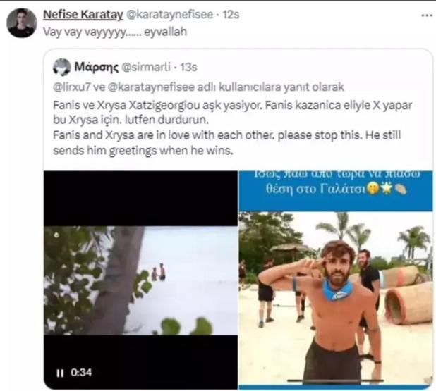 Survivor Nefise Yunan yarışmacı Fanis'e aşkını ilan etmişti! O ...