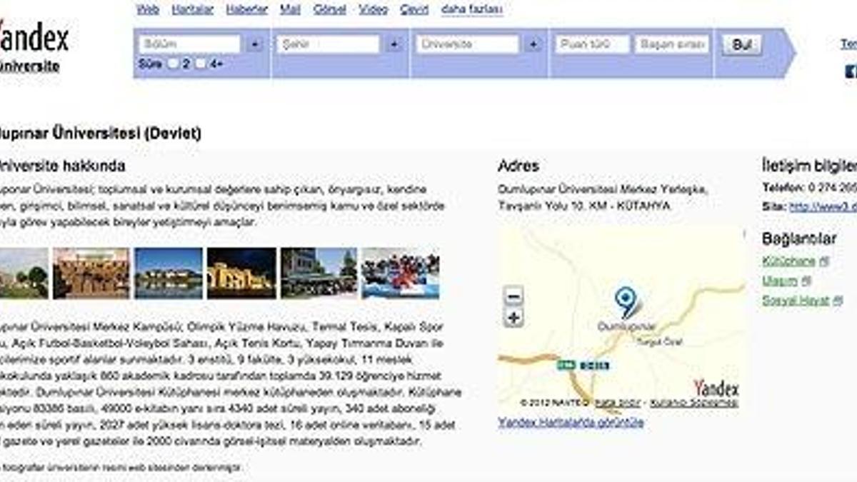 Yandex'ten güncel üniversite rehberi