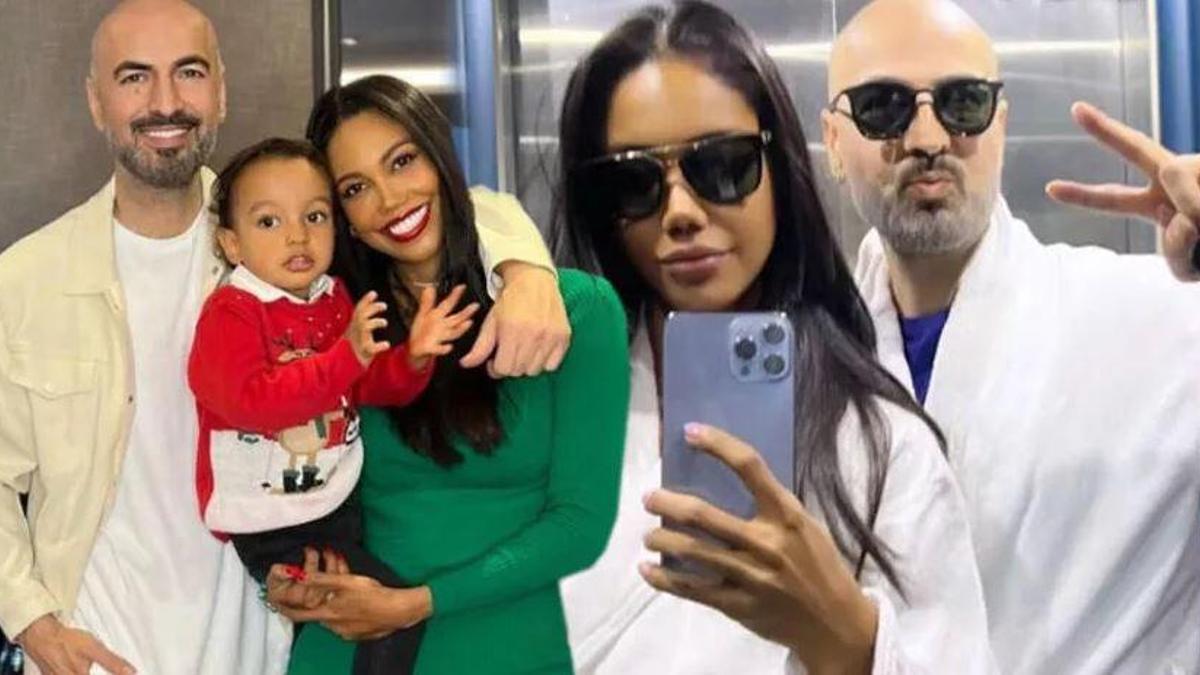 Soner Sarıkabadayı ve Madelein Lopez Camelo'dan bornozlu yeni yıl pozu ...