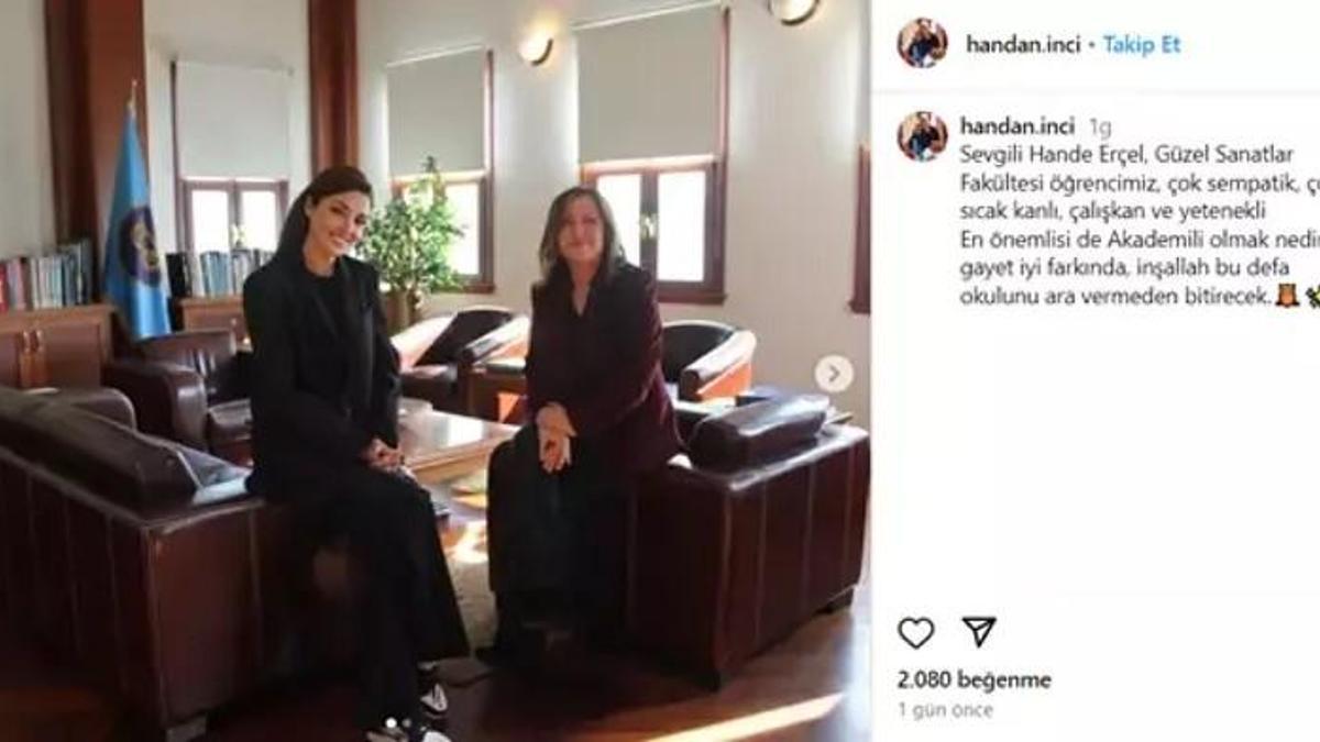 Hande Erçel, rektör Handan İnci ile poz verdi - Magazin Haberleri